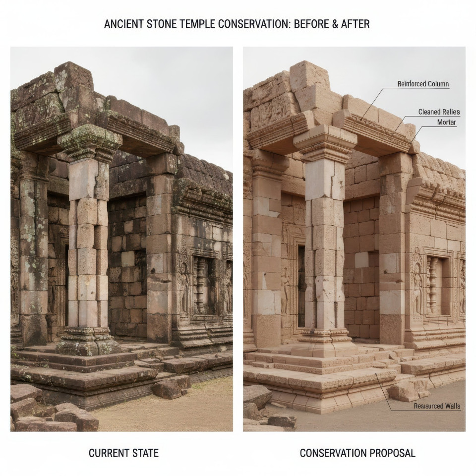Ancient Stone Temple Structural Restoration Visualization Google Gemini ...