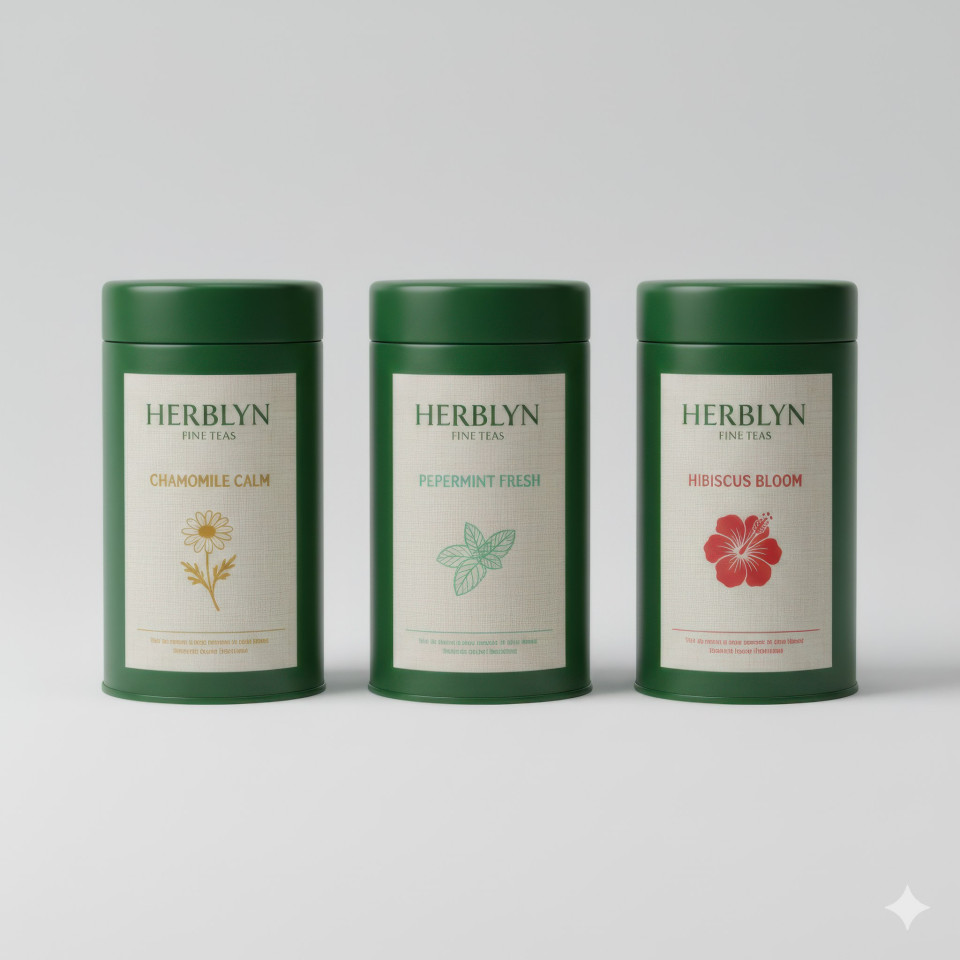 Consistent tea label system on cylindrical tin Google Gemini Prompt ...